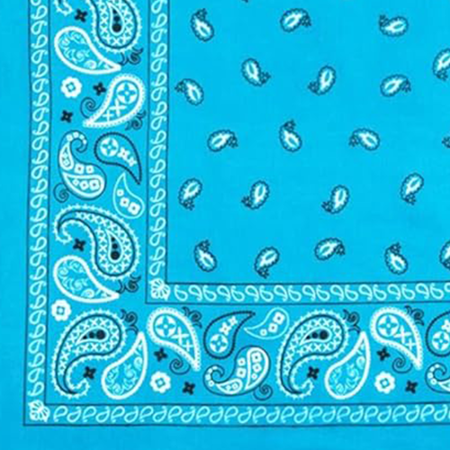 Blue Bandana Pattern 100% Western Design Cotton Paisley Bandana, Blue
